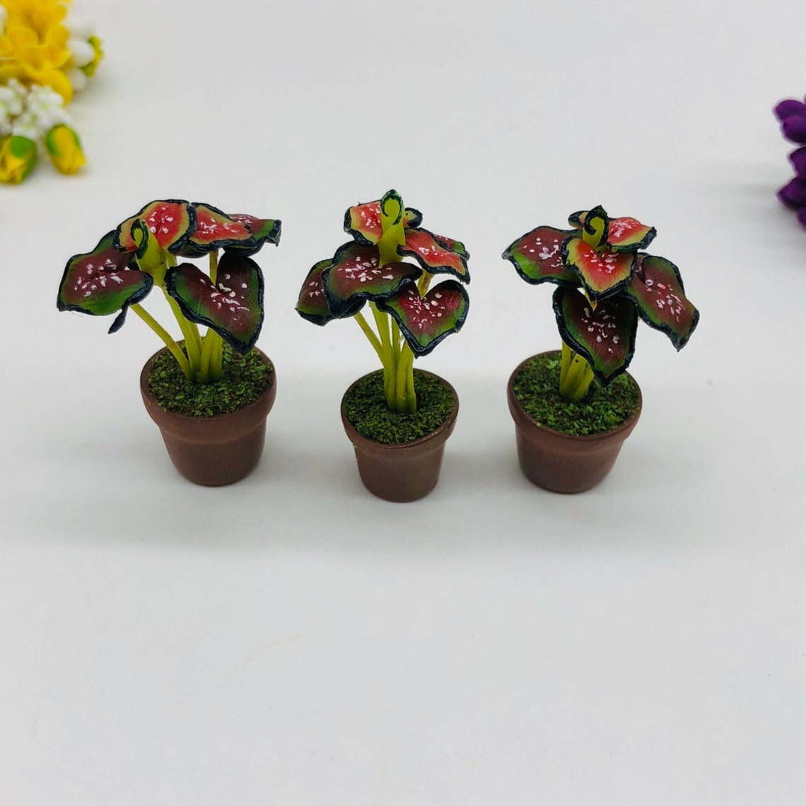 3 Pieces Miniature Flower in Pot Miniature Plants in - Etsy