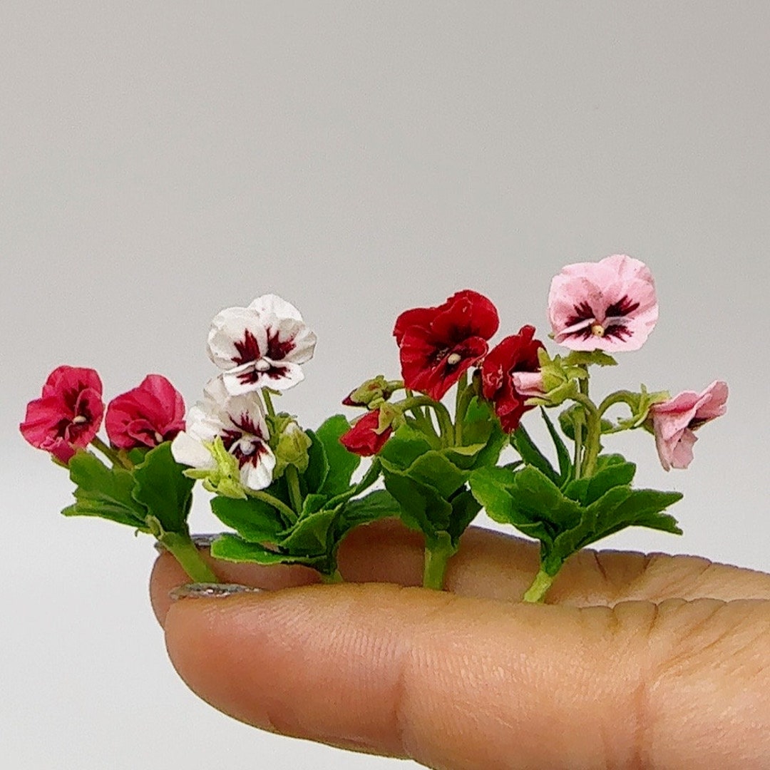 2 Pieces Miniature Pansy Clay Polymer, Miniature Decorate for Garden ...