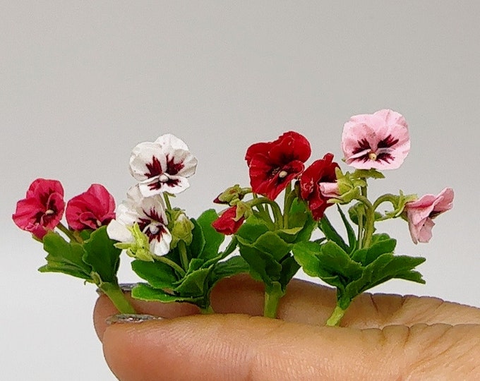 2 Pieces Miniature Pansy Clay Polymer, Miniature Decorate for Garden ...