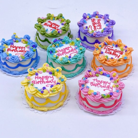 7 piezas de pastel HBD en miniatura pastel falso en | Etsy