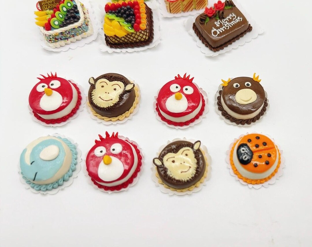 8 Pieces Miniature Animals Cute Cake, Miniature Animal Cake Decorate ...