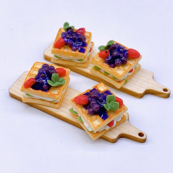 Miniature fake food Miniature Waffle decorated for dollhouse Art ...