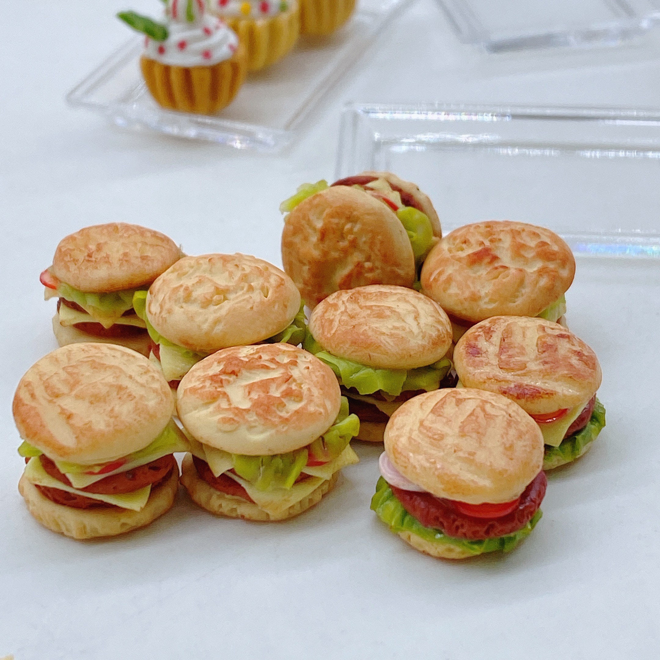 3 Pieces Miniature Single Burger, Miniature Bakery, Miniature Food ...