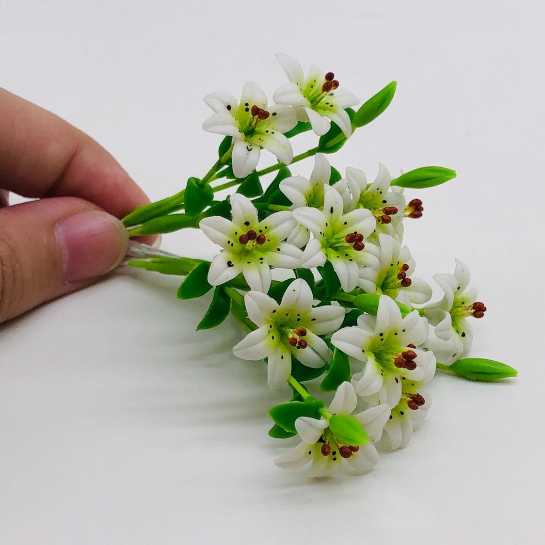 5 Pieces Miniature Lily Flower Clay Polymer, Miniature Garden Dollhouse ...