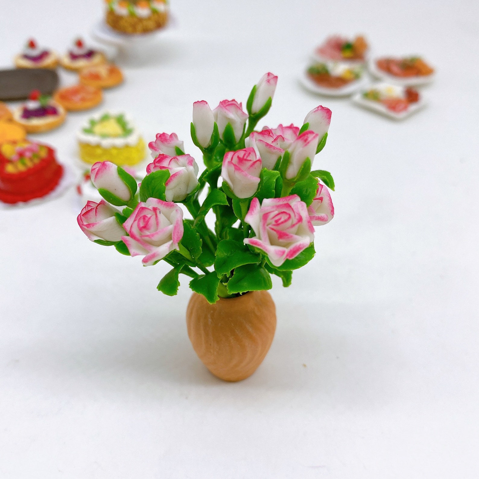 5 Bouquets Miniature Rose White Pink Color Miniature Garden - Etsy