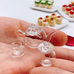 7 Pieces Miniature Glasses Teapot Dining Set Miniature - Etsy