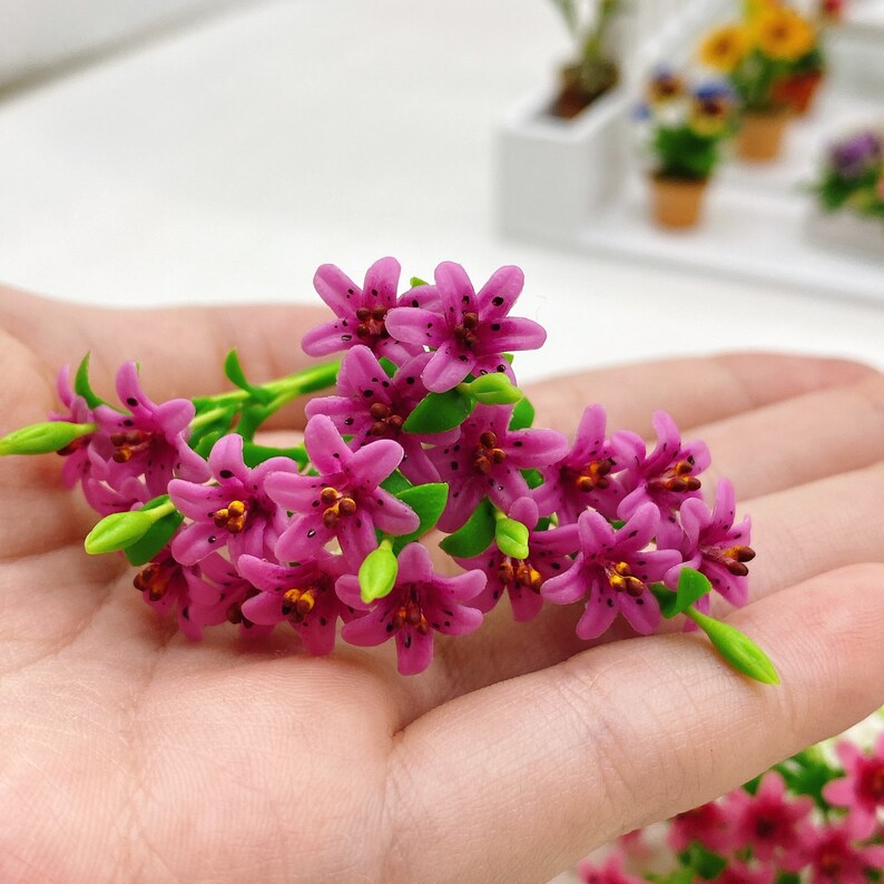 5 Bouquets Miniature Lily Miniature Garden Dollhouse Made - Etsy