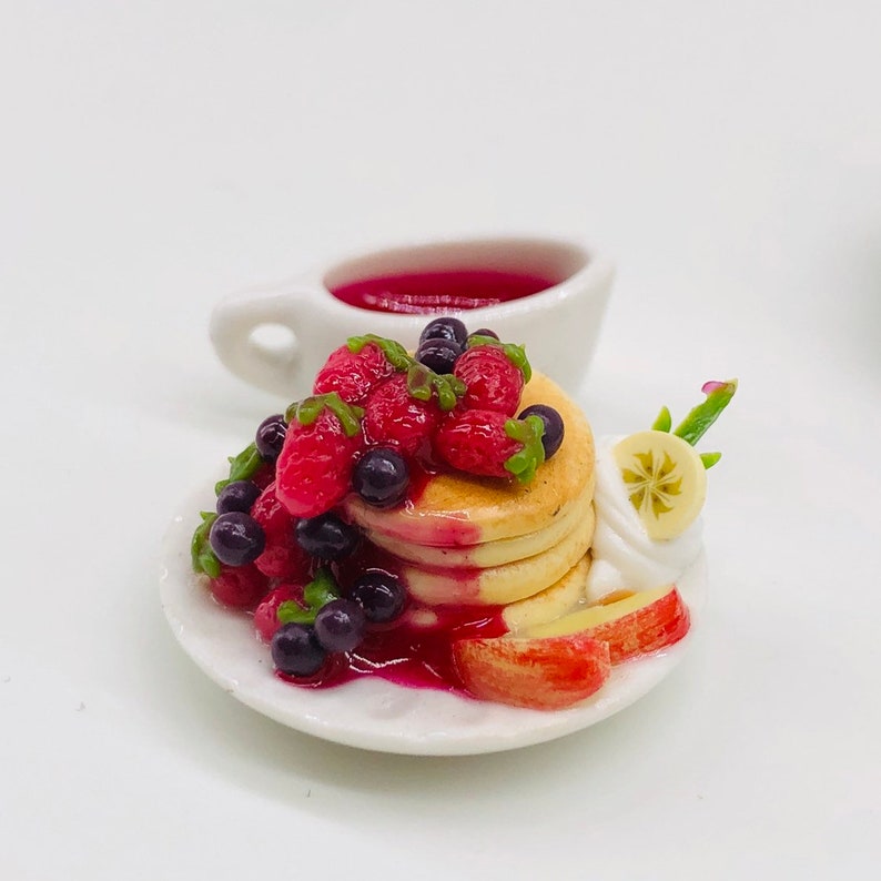 Miniature Pancake With Berries and Sauce: Dollhouse Bakery - Etsy