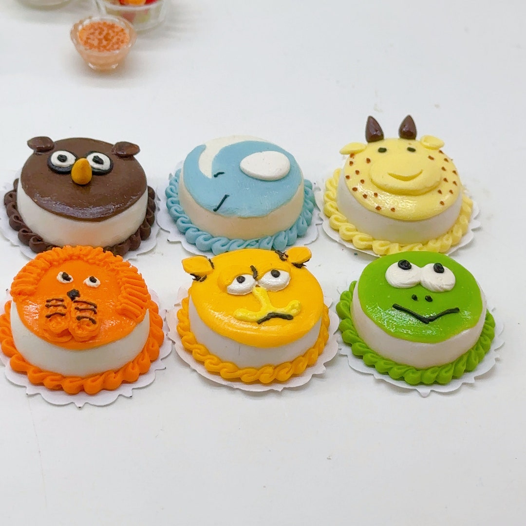 6 Pieces Miniature Cute Animal Cake Decorate for Doll House - Etsy