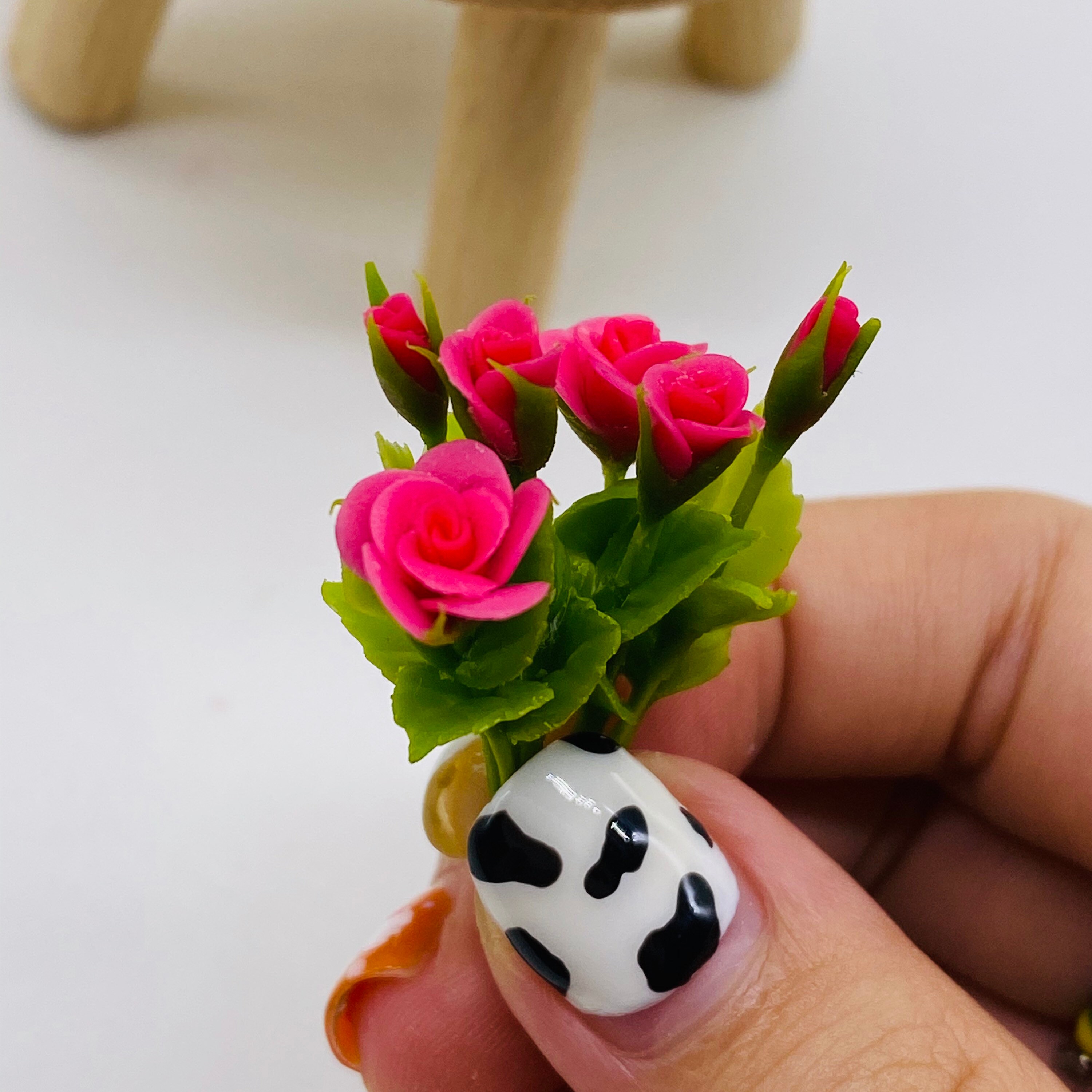 5 pieces Miniature Roses,Miniature Garden Dollhouse 1:12 Art ...