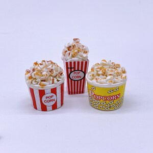 3 Pieces Miniature Popcorn Bucket and Box, Miniature Food for Dollhouse ...