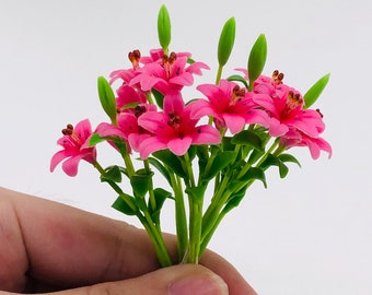 5 Pieces Miniature Lily Flower Miniature Garden Dollhouse | Etsy