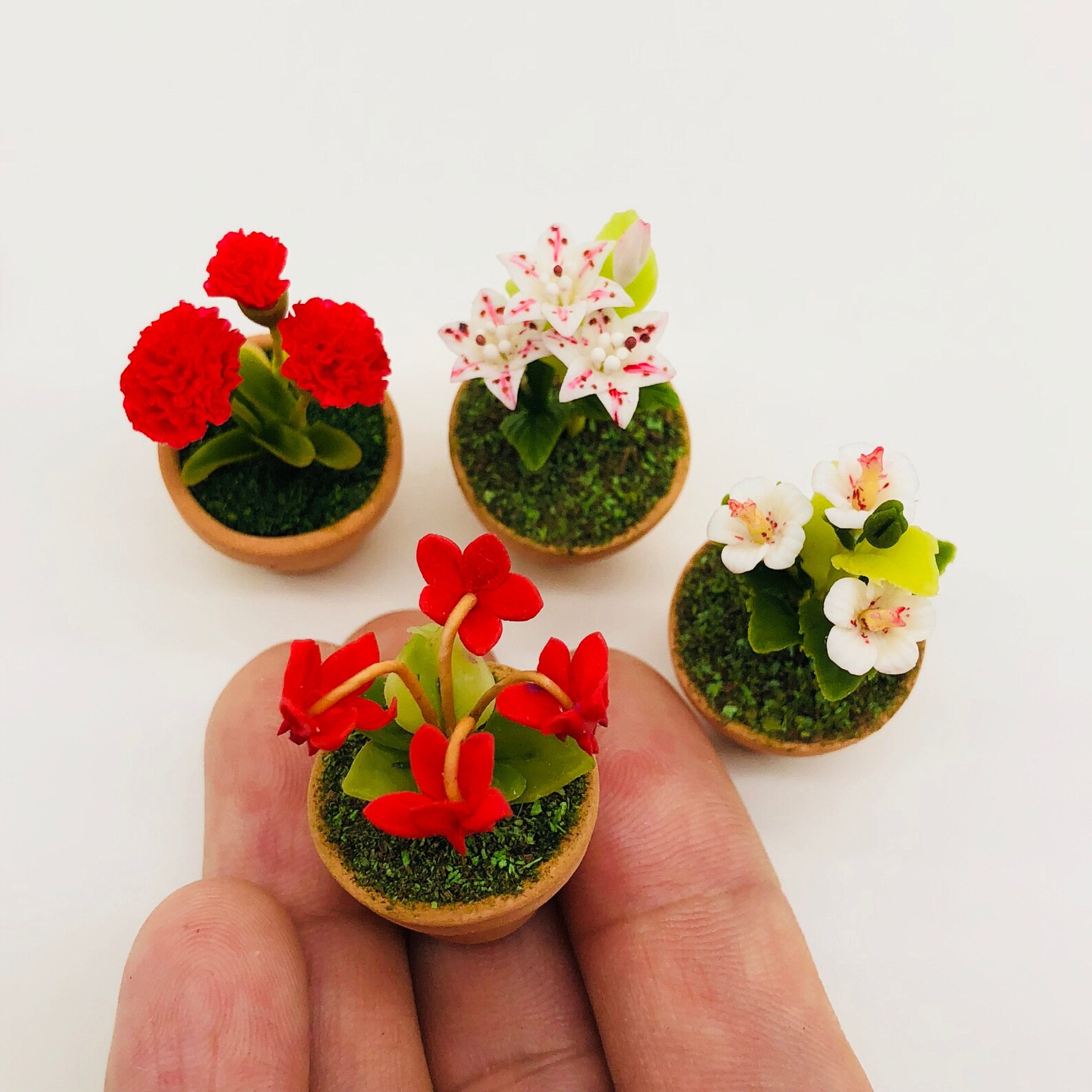 4 Pieces Miniature Flower Miniature Pot Dollhouse | Etsy