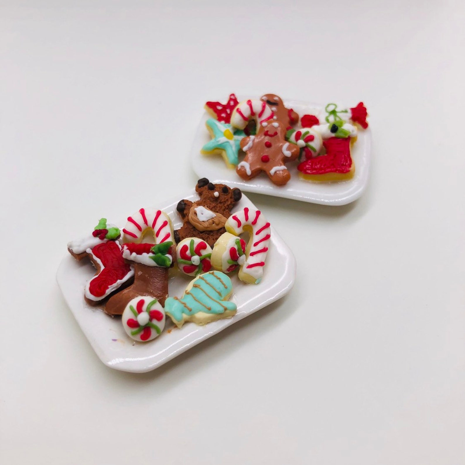Set Miniature Cookies Christmas on Ceramic Plate for Dollhouse - Etsy