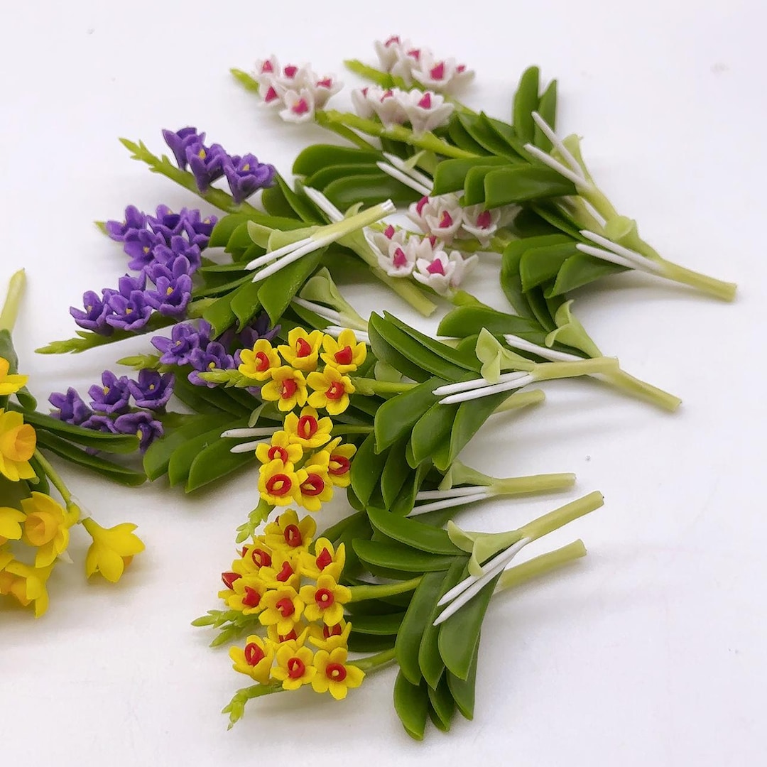 5 Bundles Miniature Vanda Orchid Flower Made Clay Polymer, Miniature ...