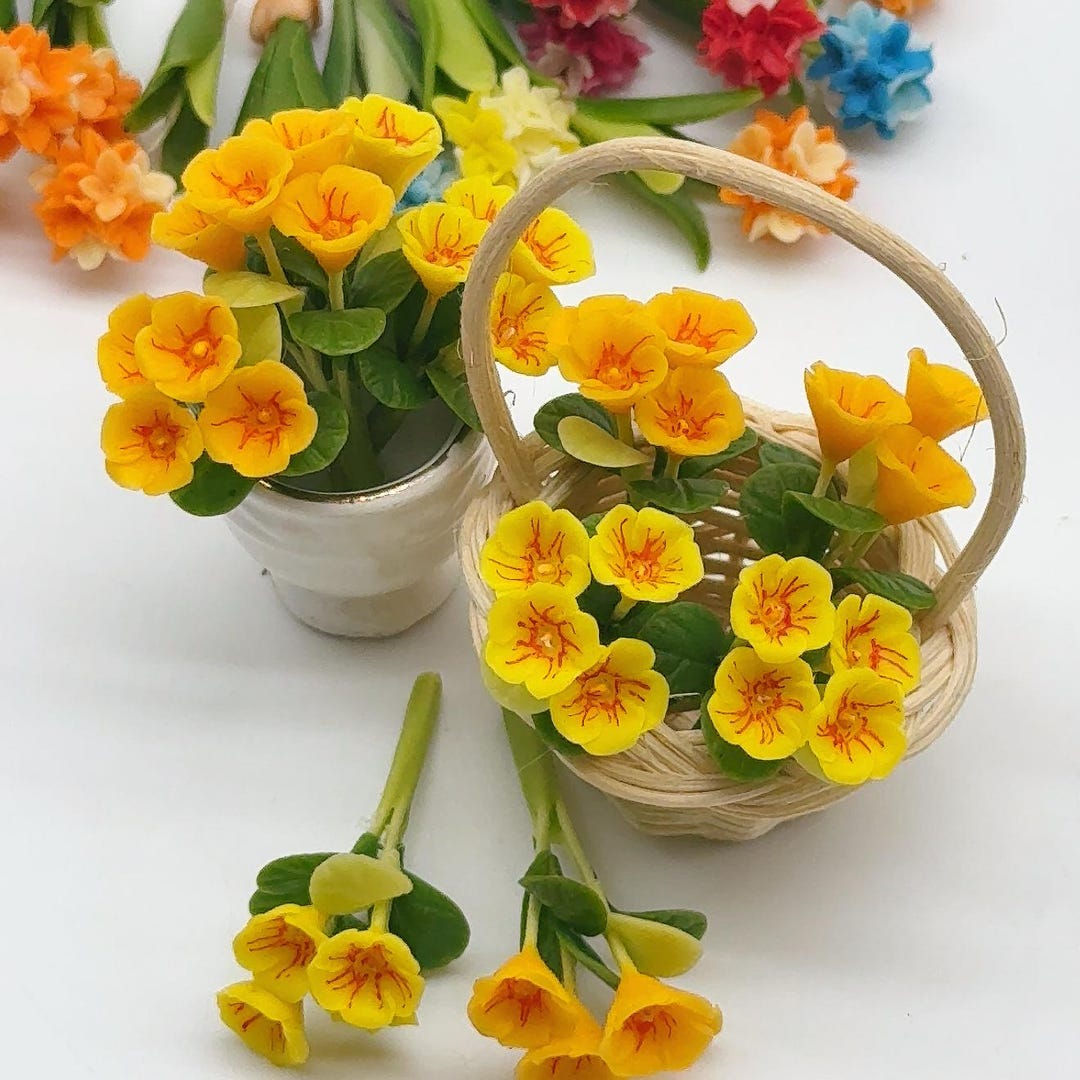 4 Bunches Miniature Yellow Poppy Flower Air Dry Clay ,miniature ...