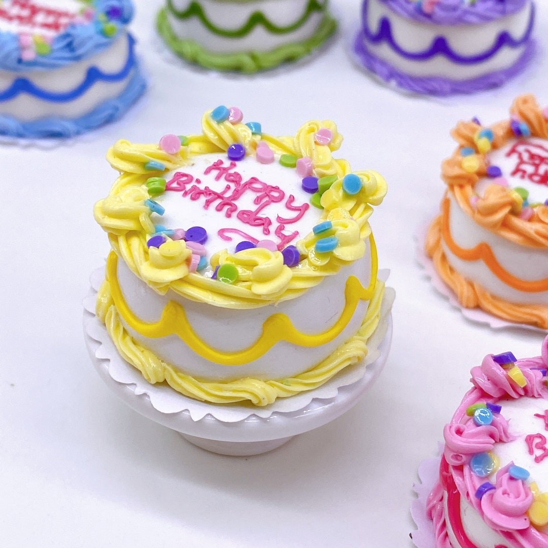Miniature Happy Birthday Cake, Miniature Sweet Cake Dollhouse Cake ...