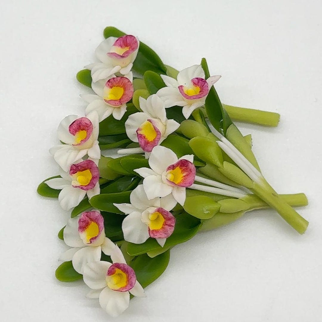 5 Pieces Miniature Cattleya Orchids, Miniature Flower, Miniature Doll's ...