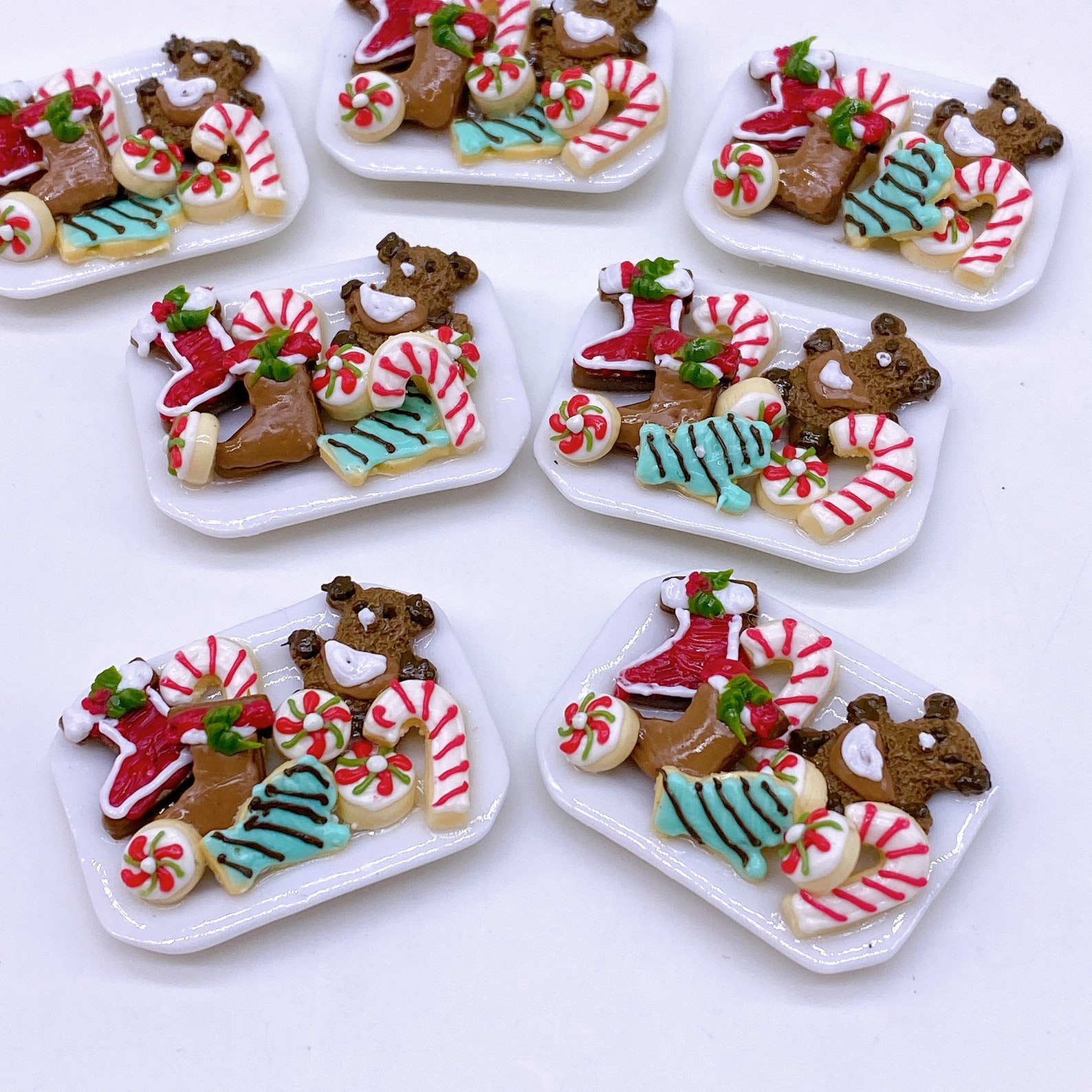 Set Miniature Cookies Christmas on ceramic plate for Dollhouse | Etsy