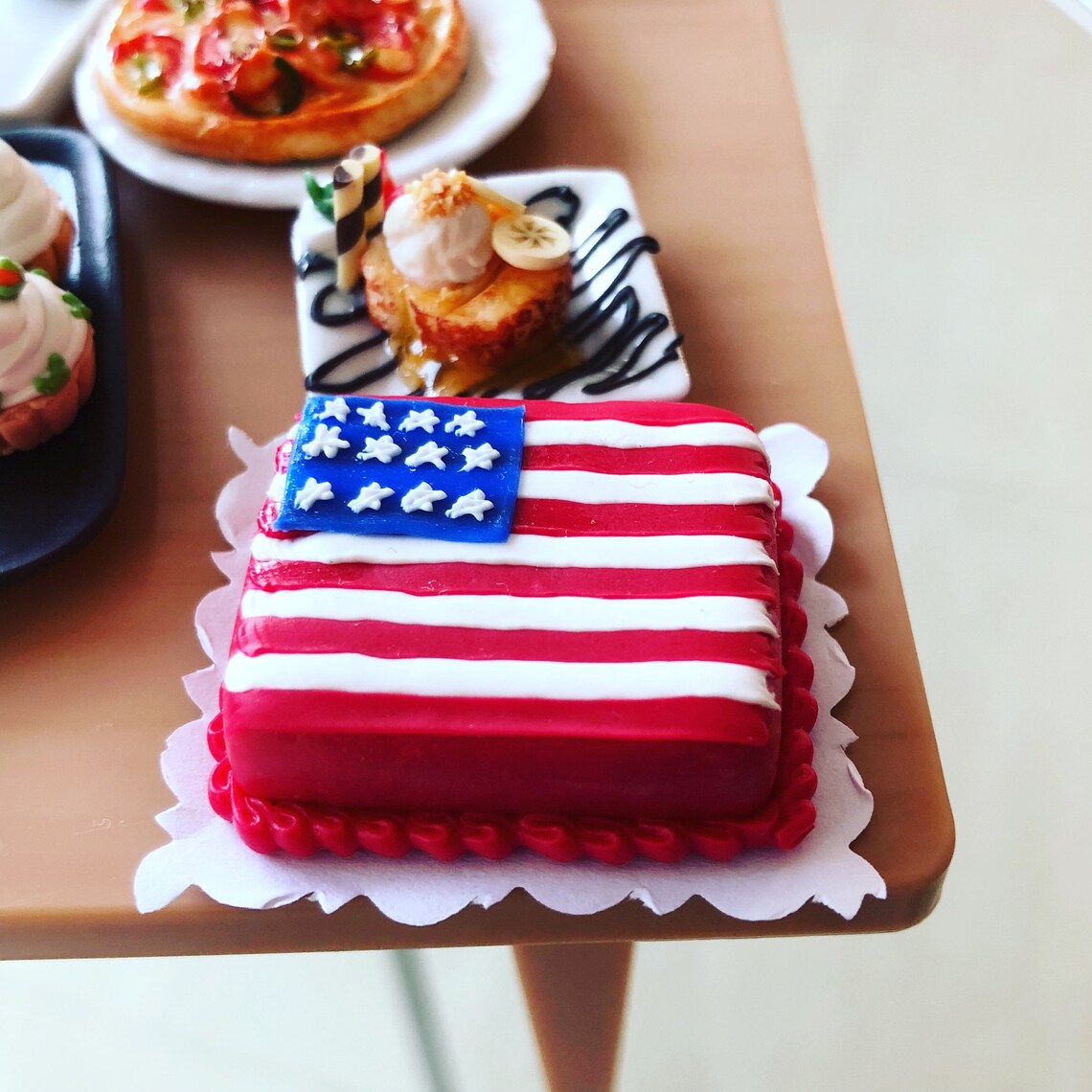 Miniature Flag Cake miniature Sweetdollhouse Cakedolls and - Etsy