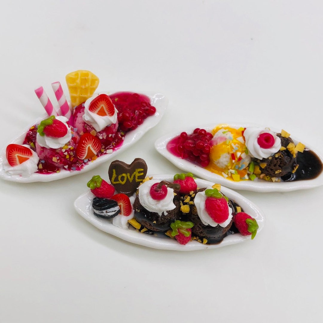 3 Miniature Ice Cream Sundaes: Dollhouse Collection - Etsy Canada