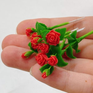5 Pieces Miniature Red Rose, Miniature Garden Dollhouse Size SS and S ...