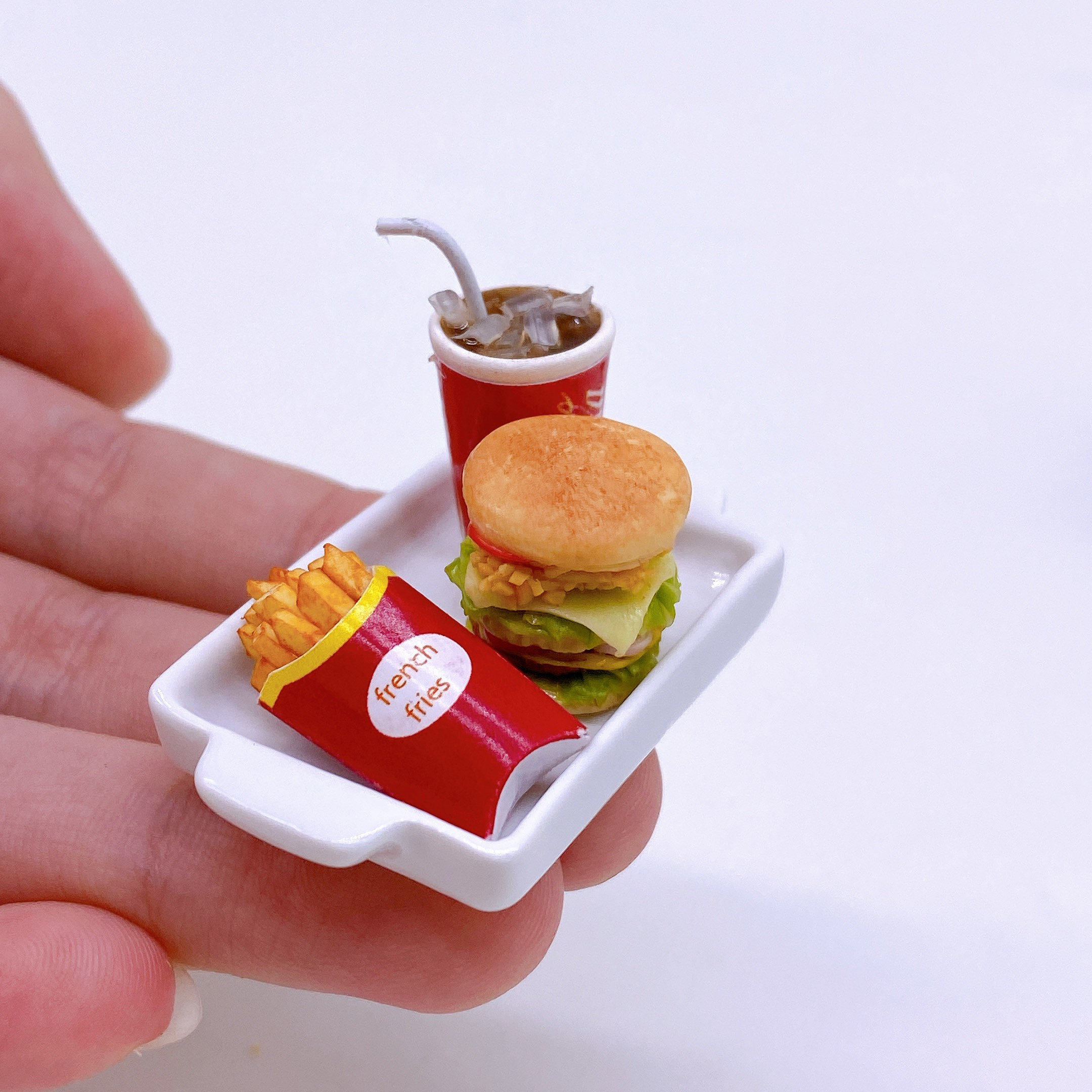 Set Miniature Burger with Coke French Fire in tray fairy for | Etsy