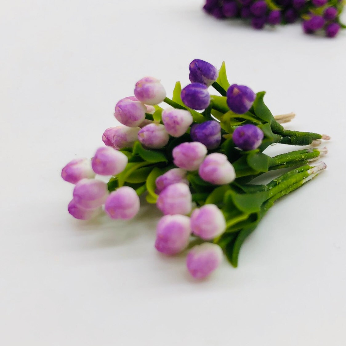 5 Pieces Miniature Tulip White-purple Color Miniature Garden | Etsy