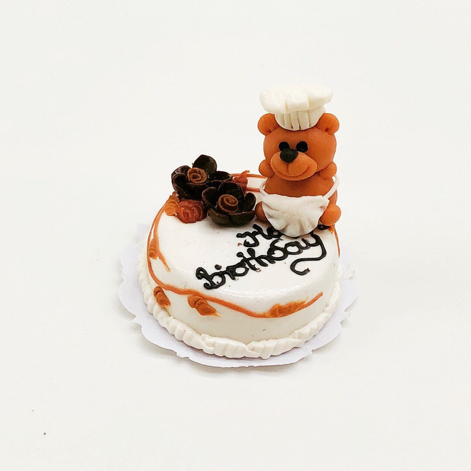 Miniature HBD Cake With Chef Bear, Miniature Sweet Cake for Dollhouse ...