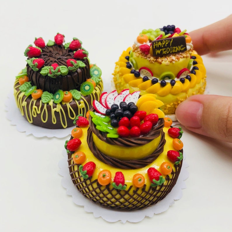 3 Pieces Miniature Fruit Cake Miniature Sweet Cake for - Etsy