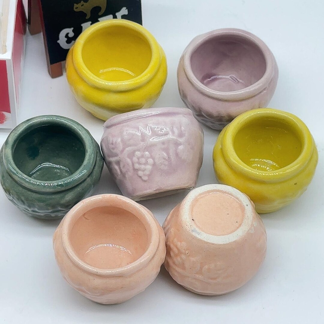 7 Pieces Miniature Ceramic Bowl 30 Mm, Miniature Pot, Miniature Fairy ...