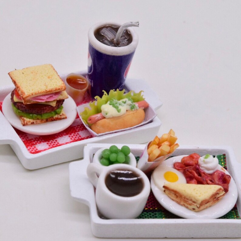 2 Set Miniature American Breakfast on trayMiniature Hot Dog & | Etsy