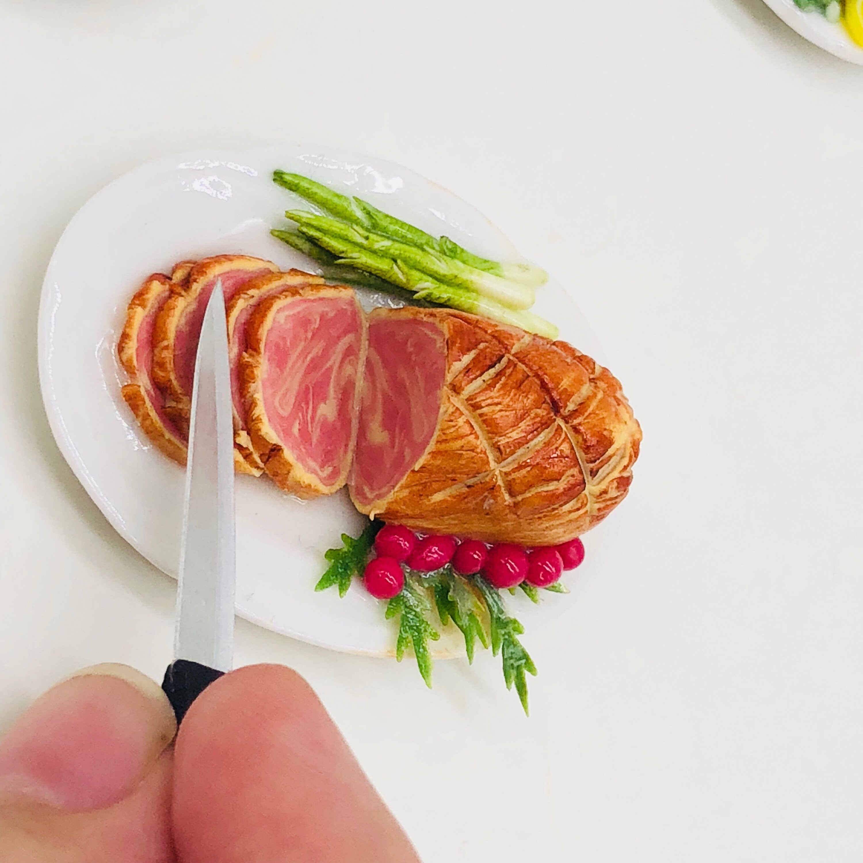Miniature Ham With Knife Miniature Bacon With Salad | Etsy