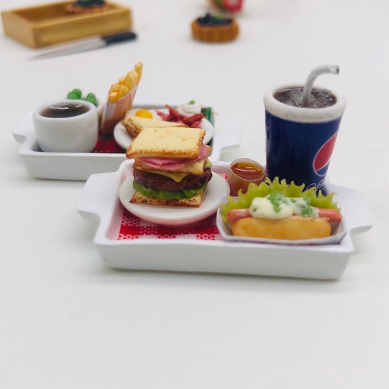 2 Set Miniature American Breakfast on trayMiniature Hot Dog & | Etsy