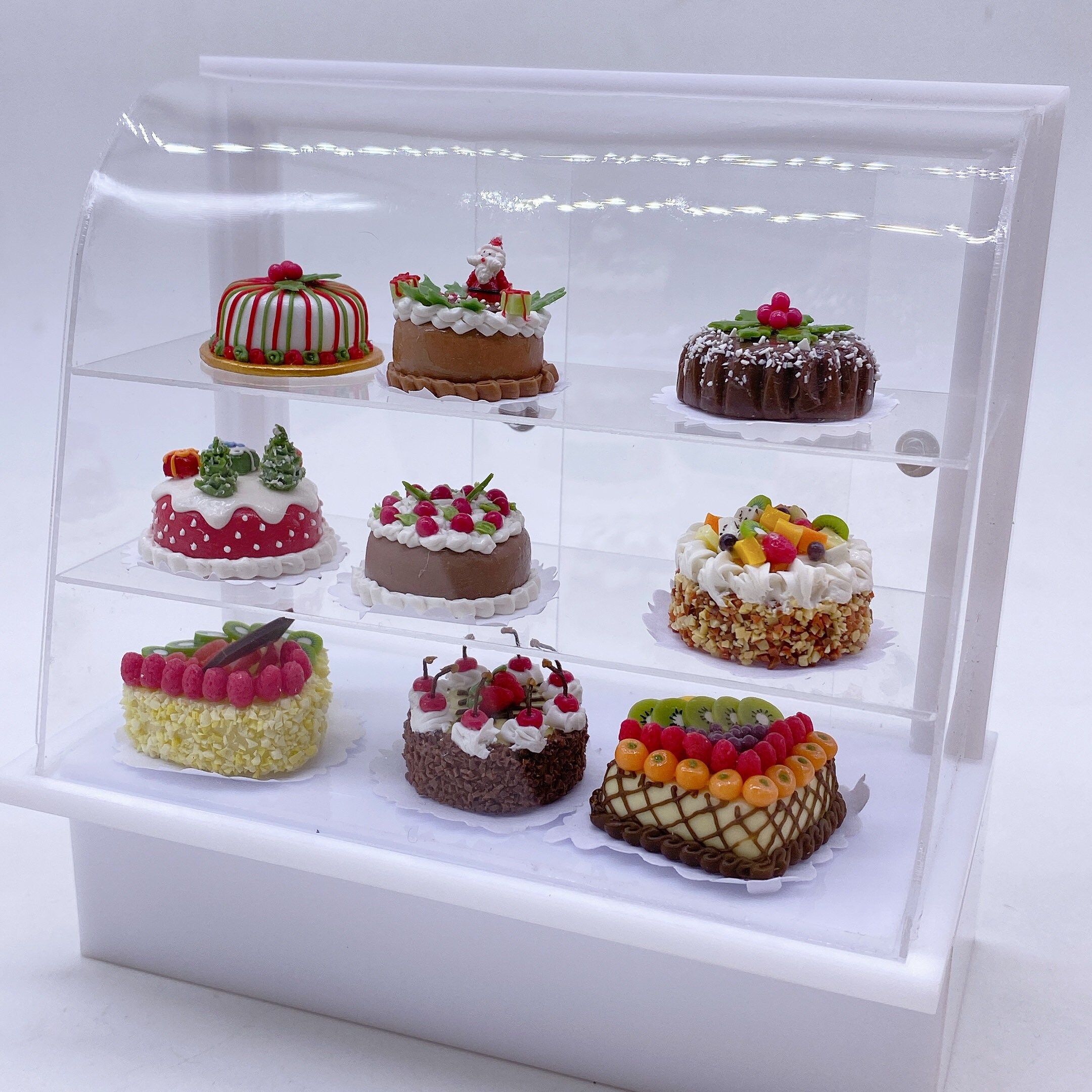 Miniature showcase with cake 9 pieces decorate for Dollhouse | Etsy