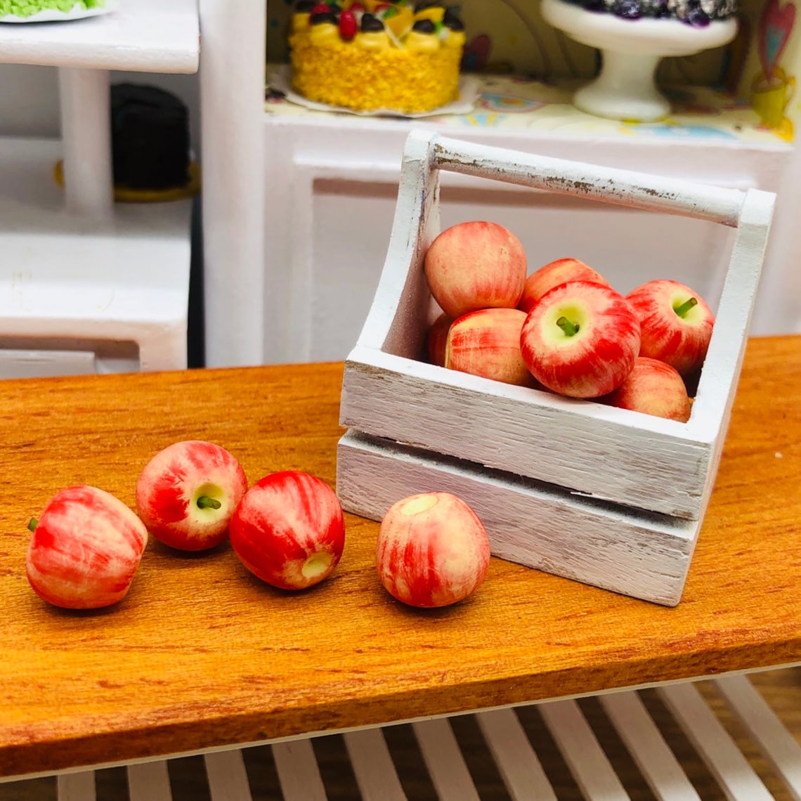 10 Pieces Miniature Apple Decorate Dollhouse Miniature Fruit - Etsy
