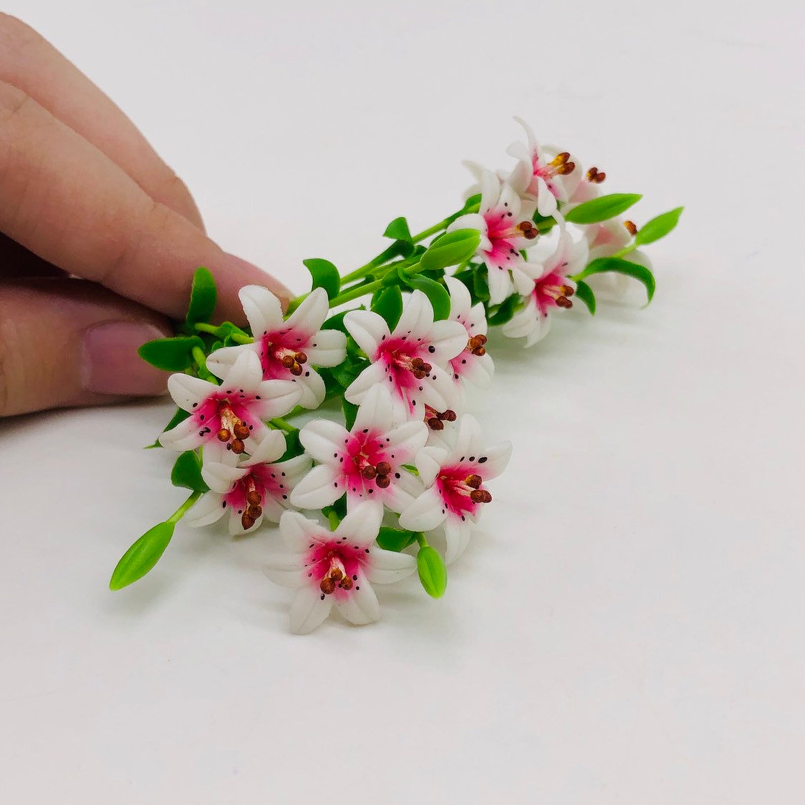 5 Bouquets Miniature Lily Flower Made Clay Miniature Garden - Etsy