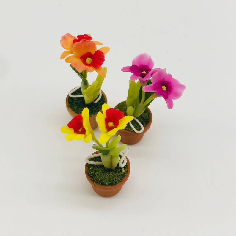 3 Pieces Miniature Flower, Miniature Pot , Dollhouse Flower,miniature ...
