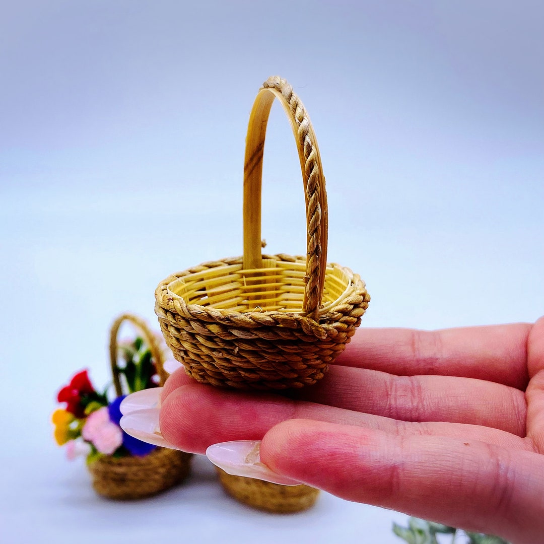 3 Pieces Miniature Wicker Basket, Miniature Garden Dollhouse 1:12 Scale ...
