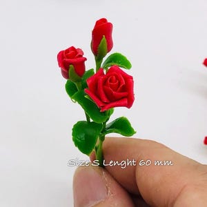 5 Pieces Miniature Red Rose, Miniature Garden Dollhouse Size SS and S ...