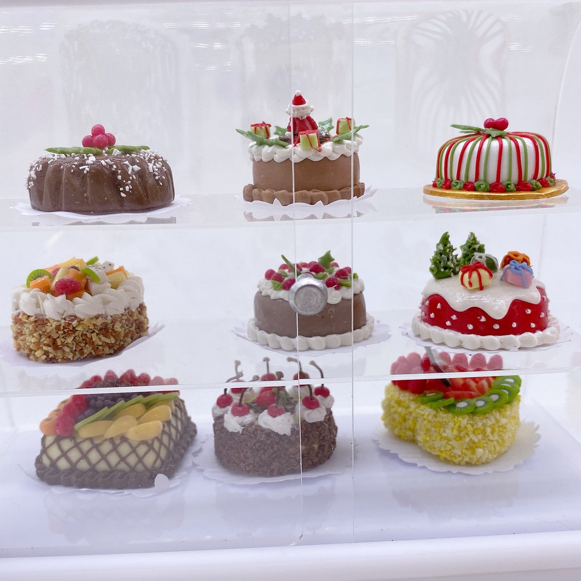 Miniature Showcase With Cake 9 Pieces Decorate for Dollhouse | Etsy