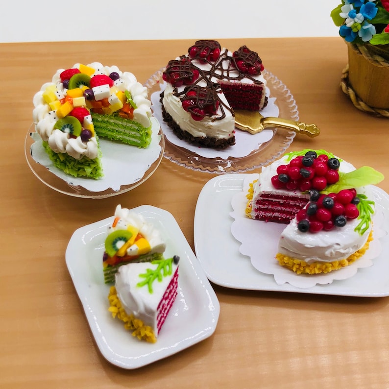3 Pieces Miniature Sliced Cake Miniature Cake Miniature - Etsy