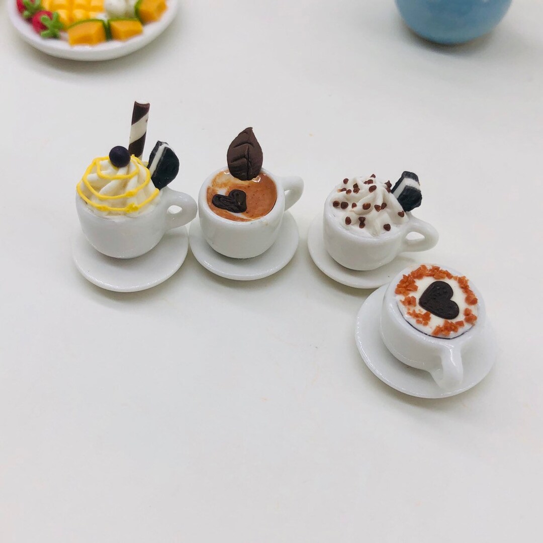 Miniature Coffee Cup 4 Pieces With Saucer,miniature Beverage,miniature ...