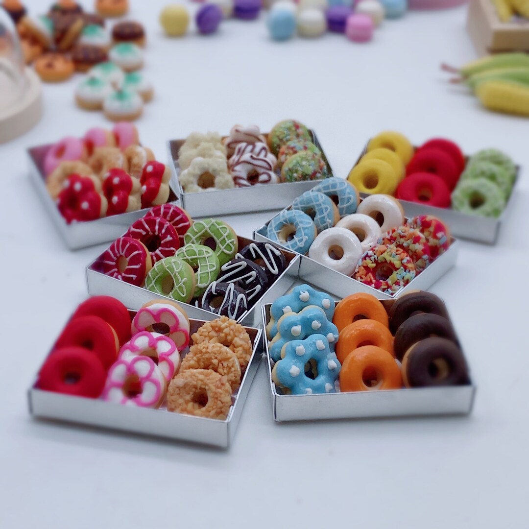 9 Pieces Miniature Donuts Within Metal Tray Miniature - Etsy Canada