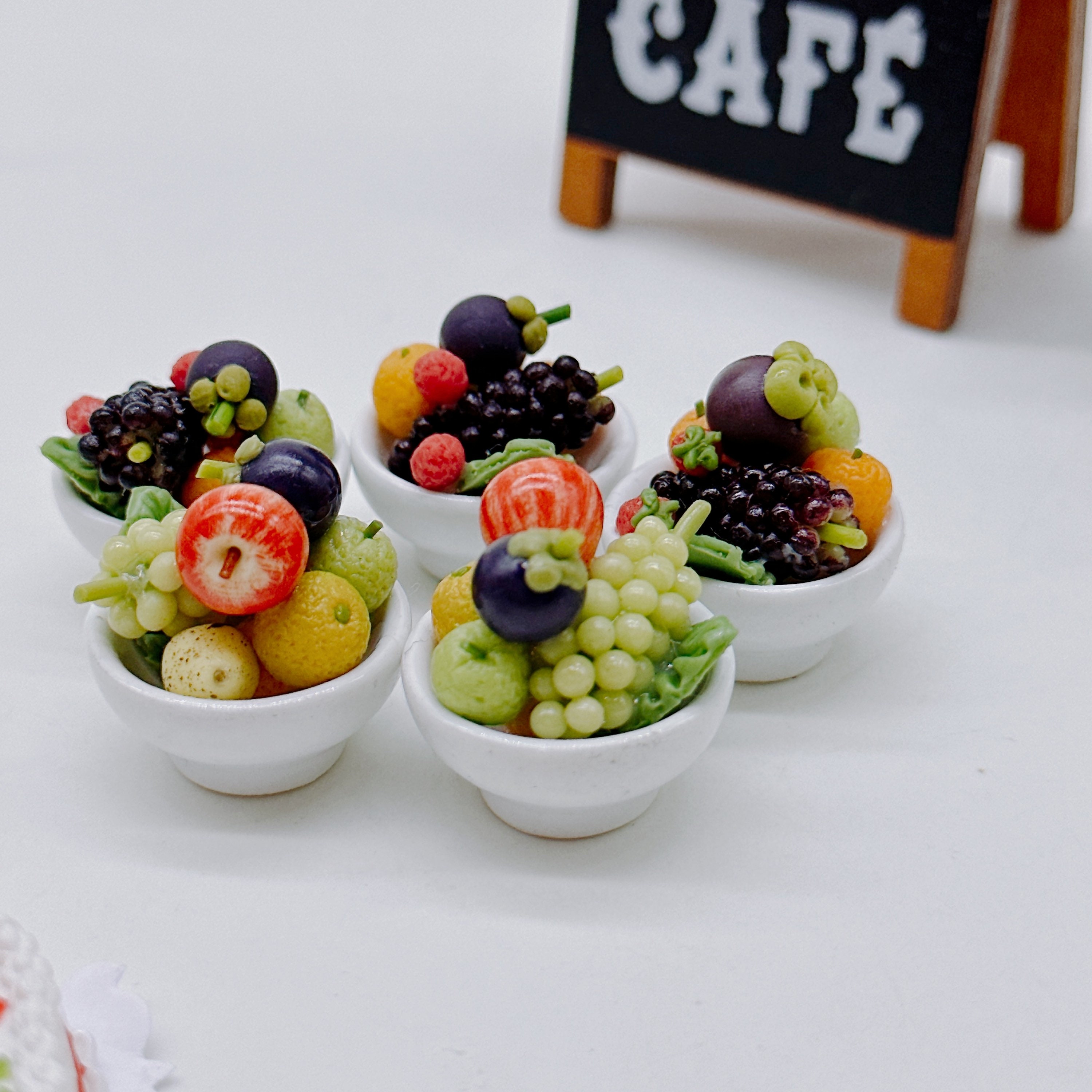 2 Bowls Miniature Mixed Fruit in Bowl Miniature Fakefood for - Etsy