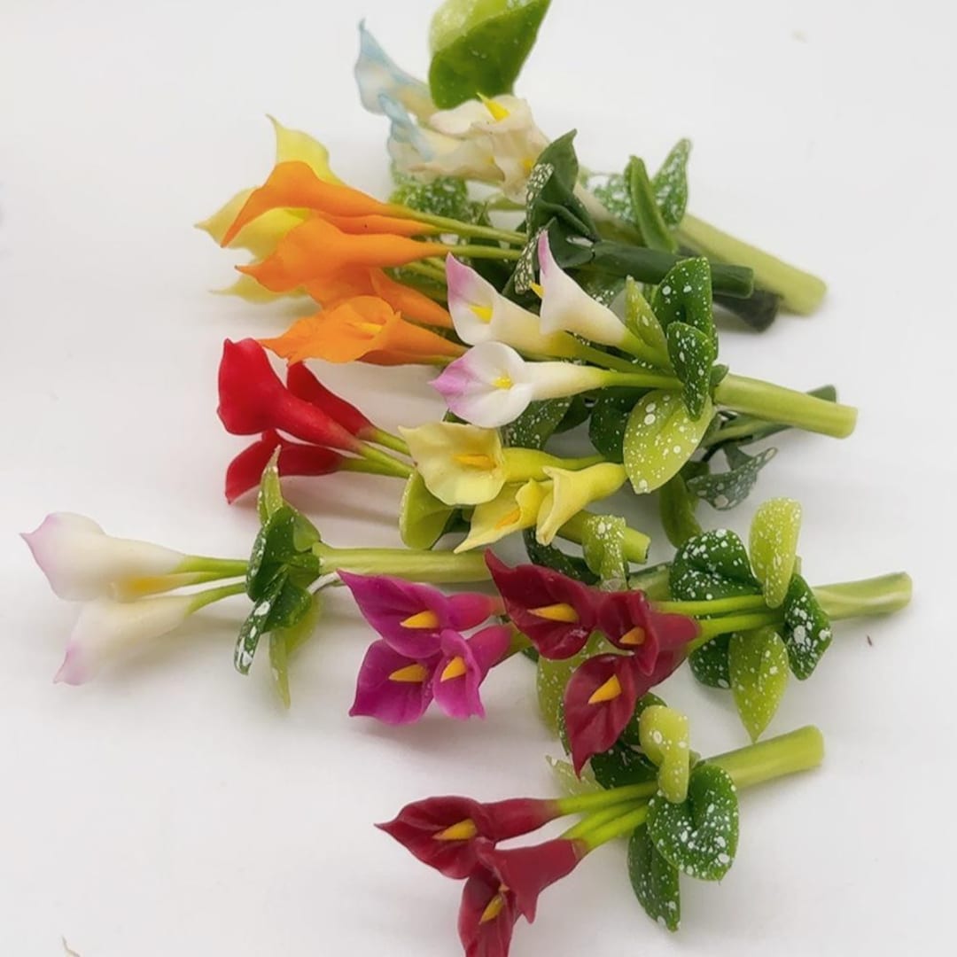 10 Pieces Miniature Calla Lily, Miniature Flower Clay, Miniature Garden ...