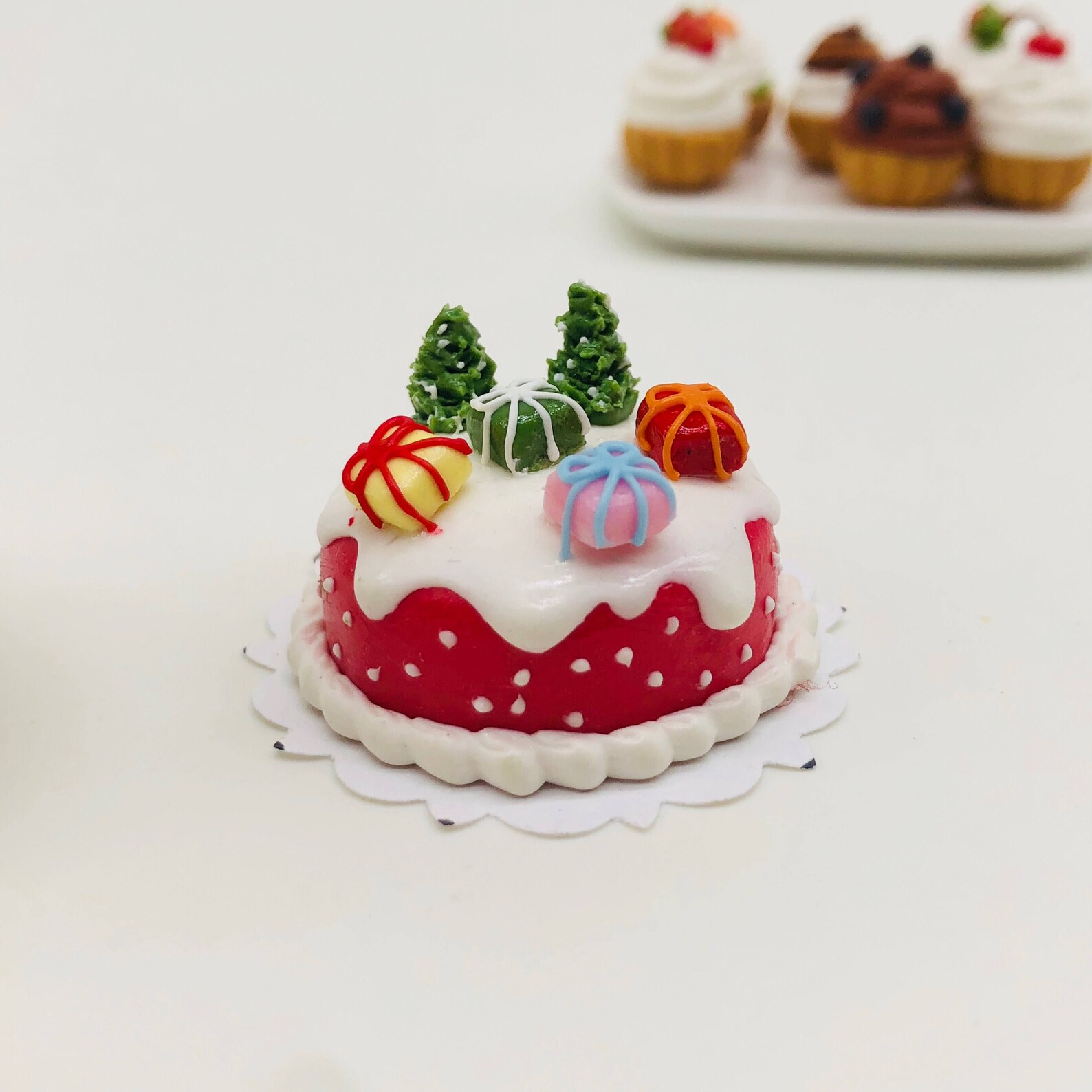 Miniature Christmas Cake With Miniature Beverageminiature | Etsy