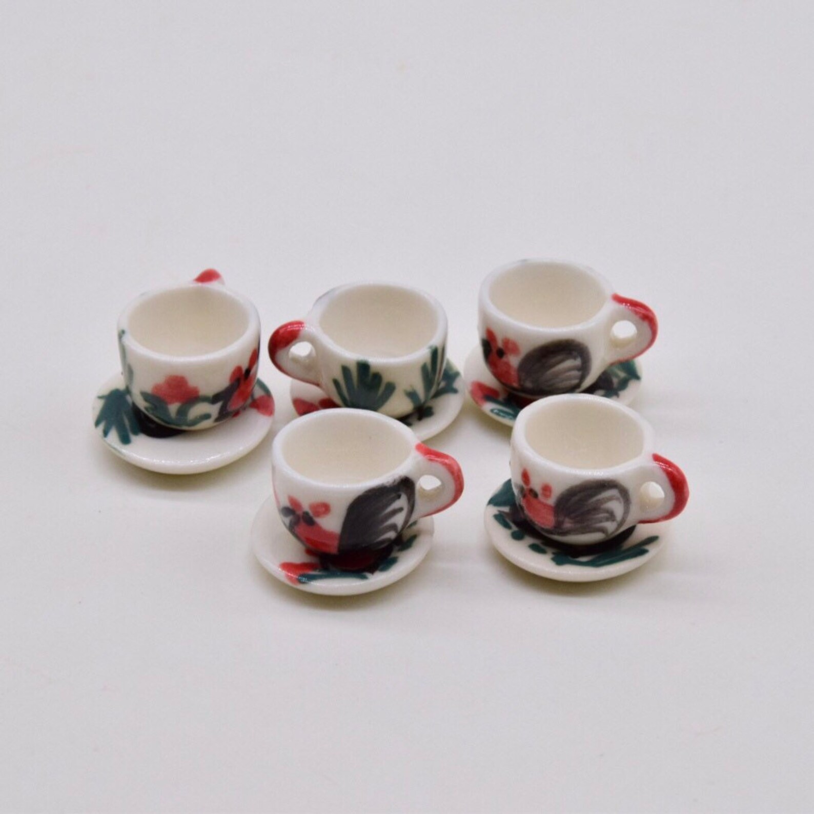 5 Set Miniature Ceramic cup Bantam paint with saucer | Etsy