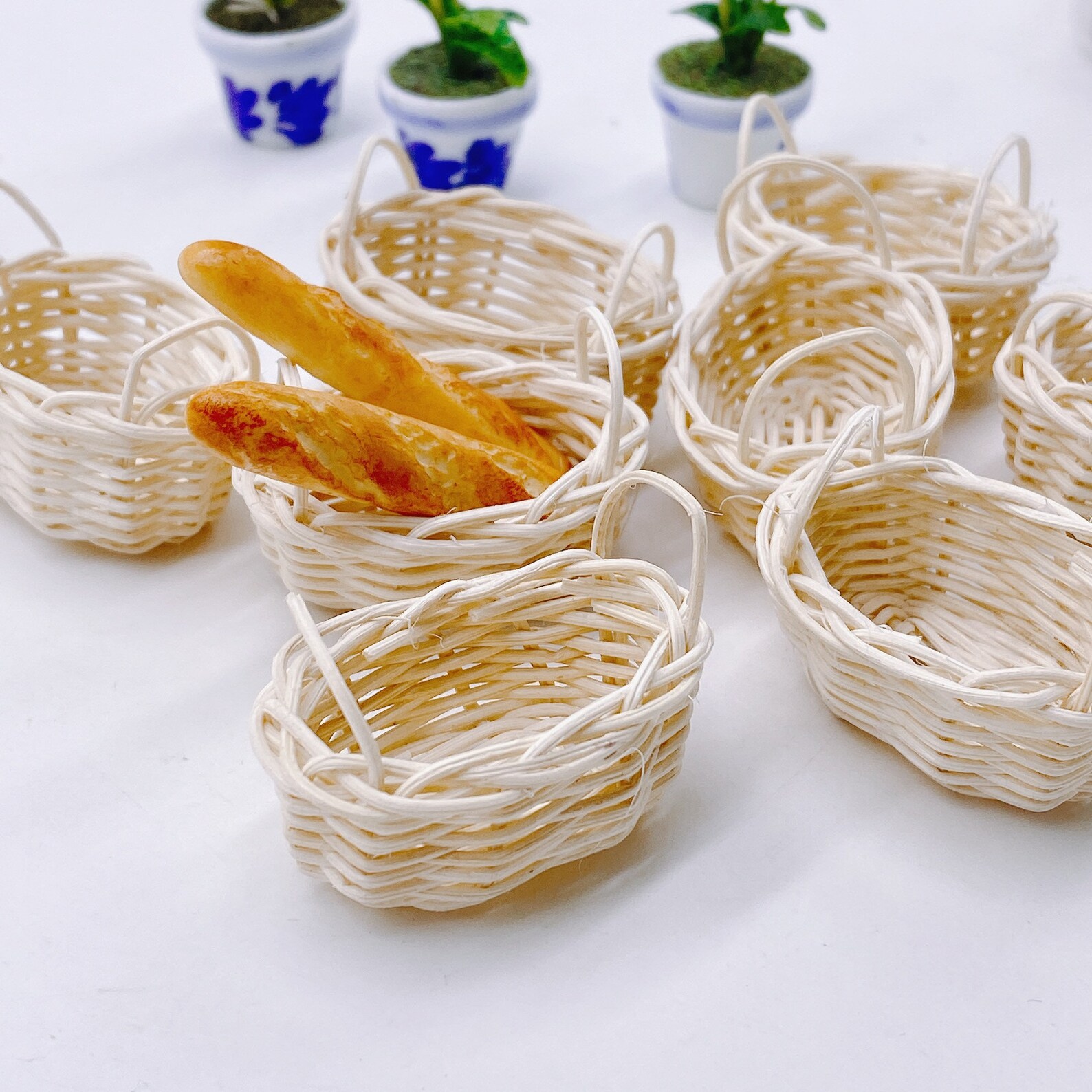 5 Pieces Miniature Wicker Miniature Basket Miniature - Etsy