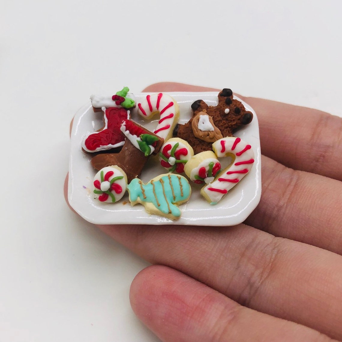 Set Miniature Cookies Christmas on Ceramic Plate for Dollhouse - Etsy